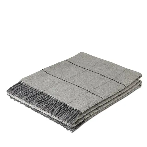 CECCHI E CECCHI Scozia Wool Plaid Throw Blanket - Grey