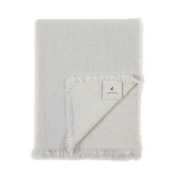 LANEROSSI Zebio Melange Merino Wool Throw Blanket - Light Grey