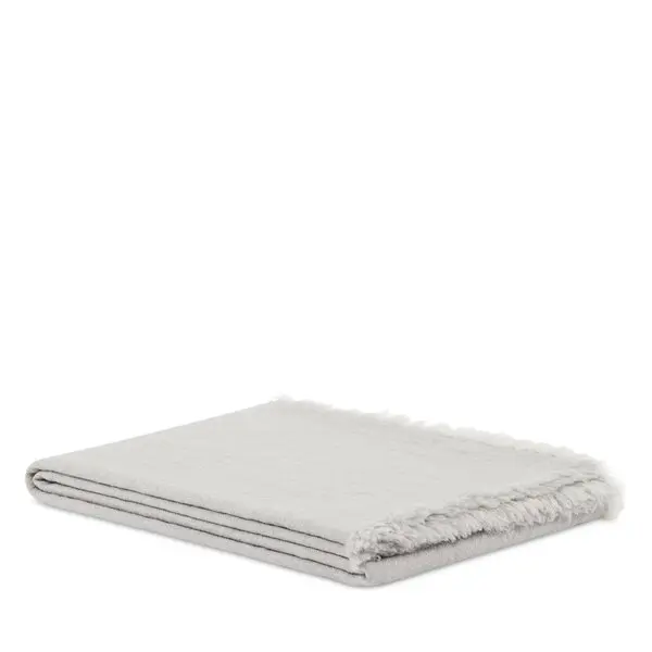 LANEROSSI Zebio Melange Merino Wool Throw Blanket - Light Grey