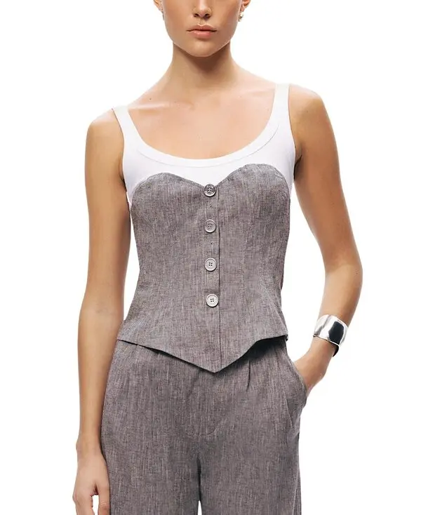 NOCTURNE Button-front Tailored Blouse
