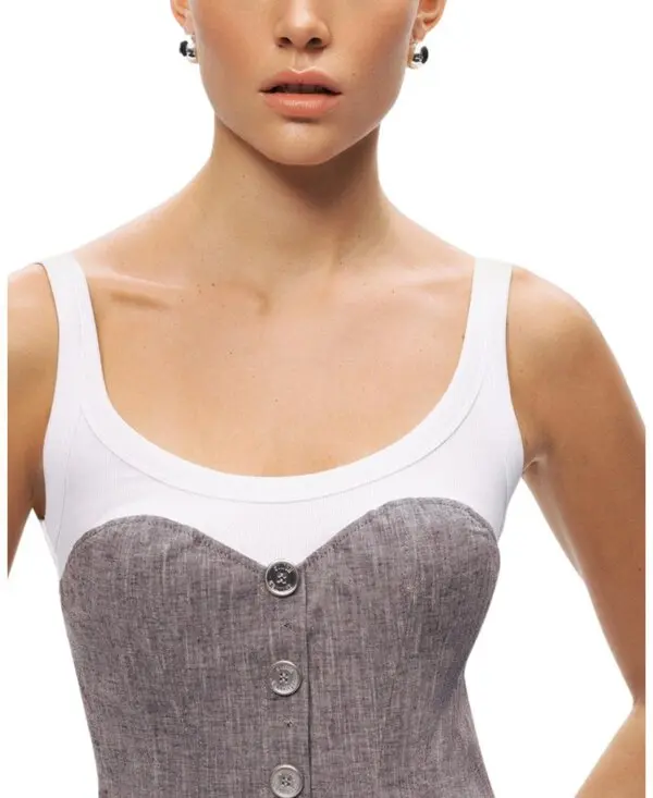 NOCTURNE Button-front Tailored Blouse