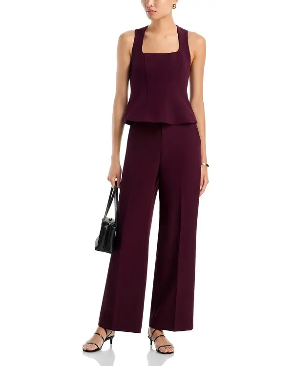 Aqua Sleeveless Square Neck Peplum Top