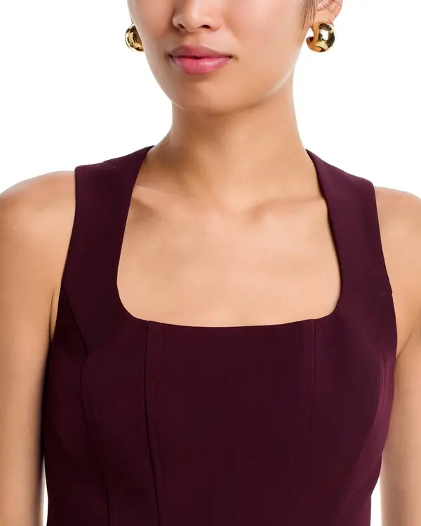 Aqua Sleeveless Square Neck Peplum Top