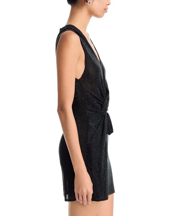 Alexander Wang Embellished Knotted V-neck Mini Dress