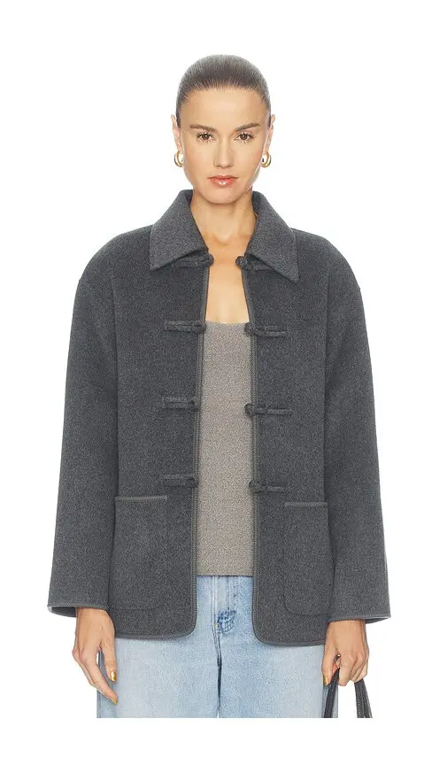 RÓHE Double Faced Wool Pankou Closure Jacket In Grey