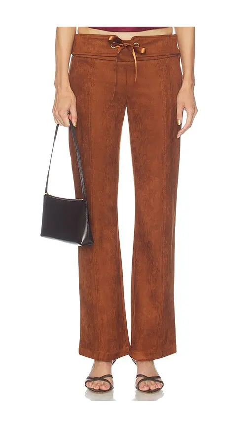 Amanda Uprichard Robin Suede Pants In Brown