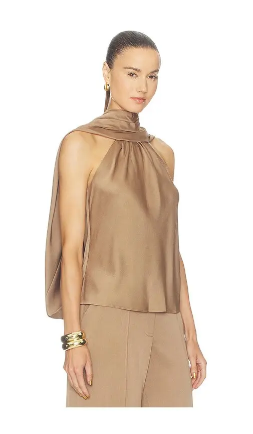 Simkhai Scarlett Cape Top In Brown - Ochre