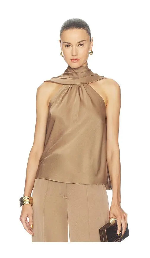 Simkhai Scarlett Cape Top In Brown
