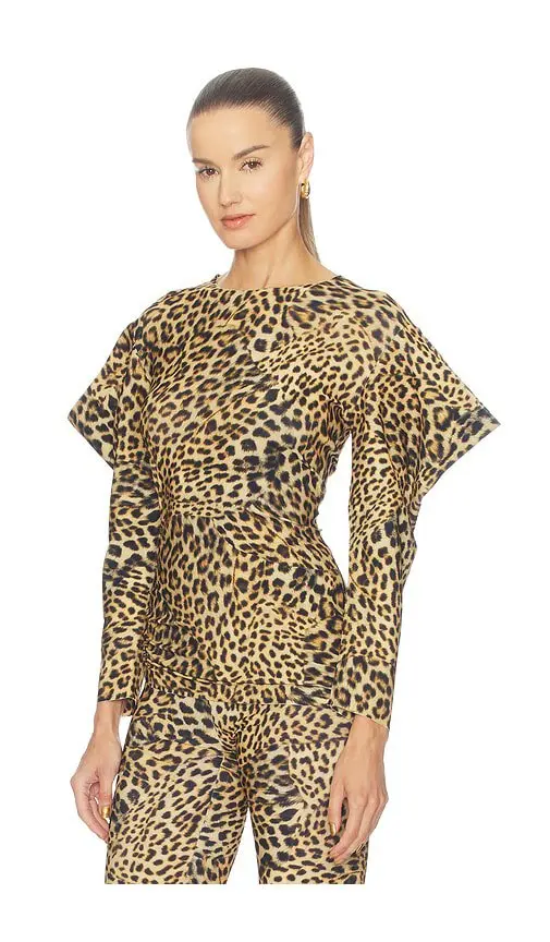 Norma Kamali Wing Sleeve Side Drape Top
