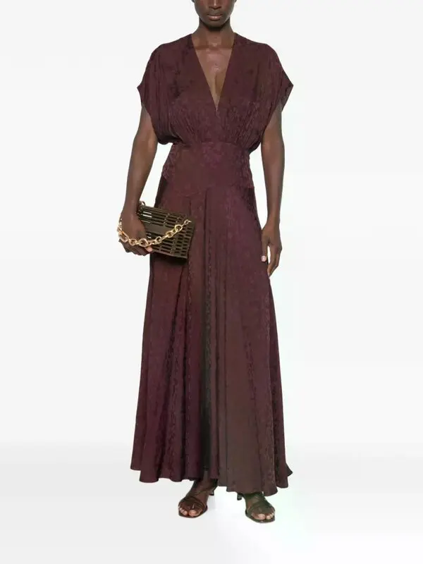 Maje Floral Jacquard V-neck Dress
