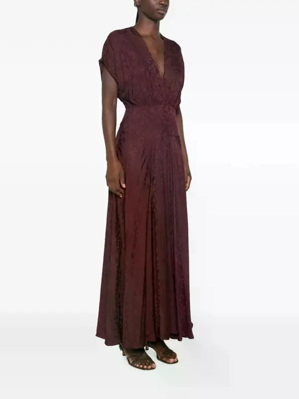 Maje Floral Jacquard V-neck Dress