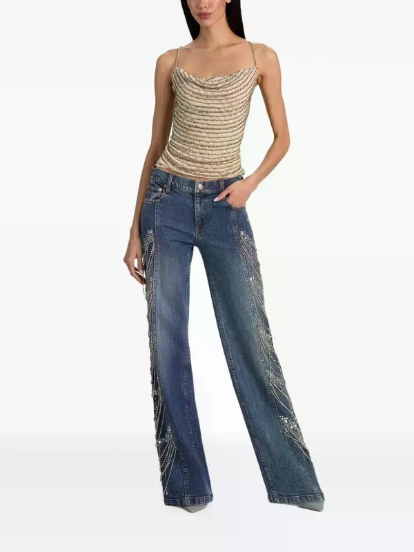 Alice + Olivia Crystal Embellished Draped Tank Top