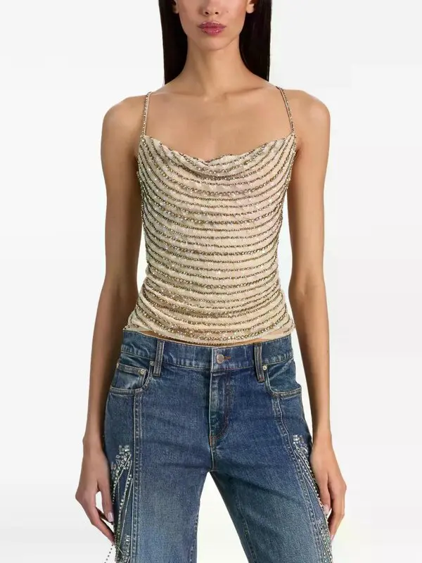 Alice + Olivia Crystal Embellished Draped Tank Top