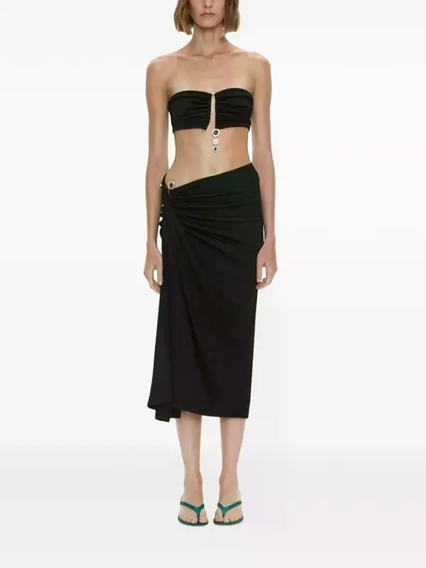 Christopher Esber Droplet Ruched Stone-embellished Midi Skirt - Black