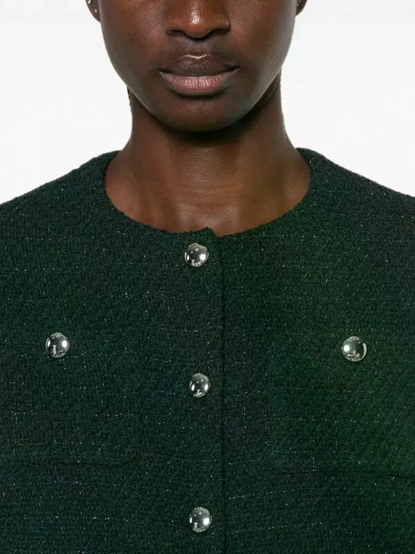 Maje Checked Cropped Tweed Jacket