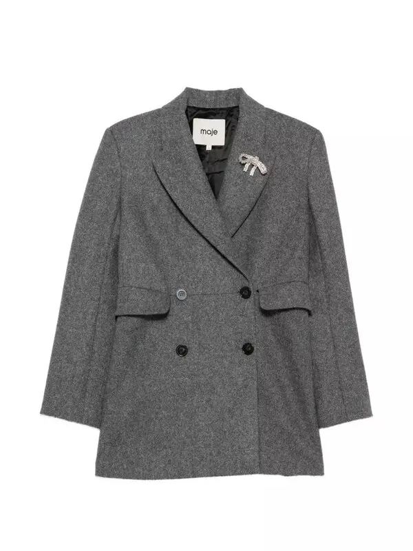 Maje Crystal-embellished Double-breasted Coat