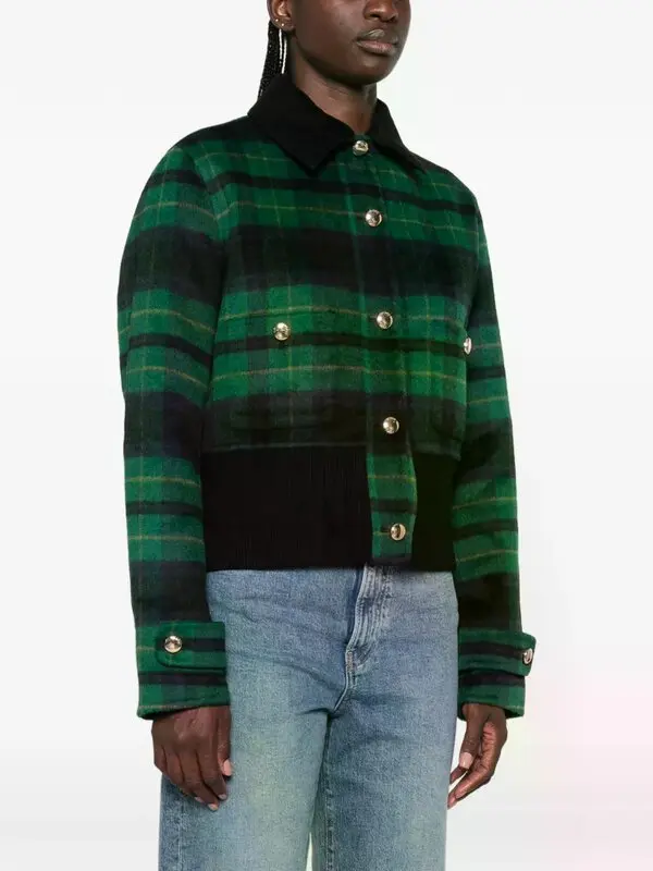 Maje Checked-pattern Button-up Jacket