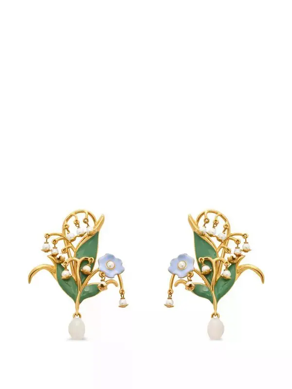 Oscar De La Renta Lily Of The Valley Clip-on Earrings - Gold