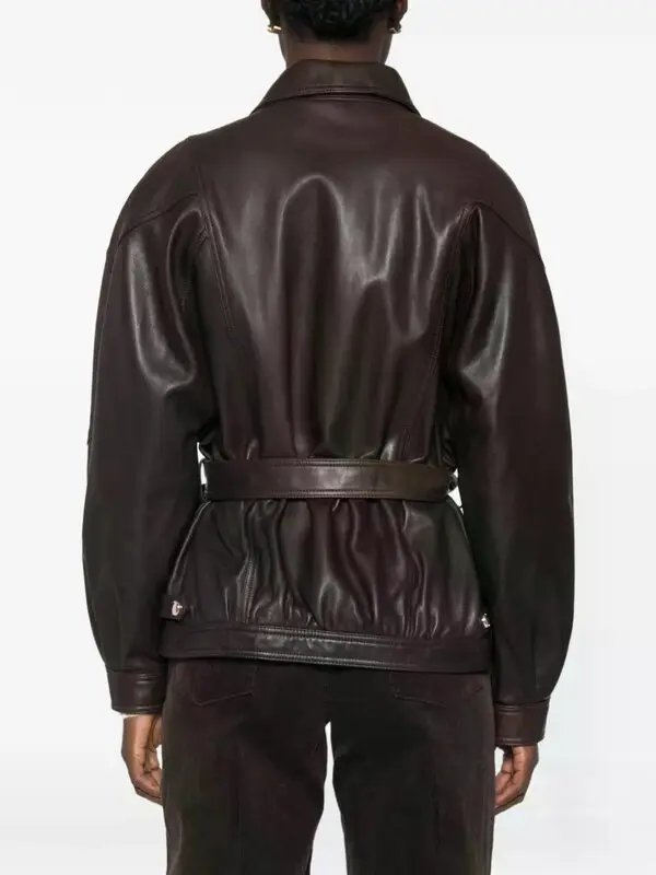 Maje Belted Leather Jacket