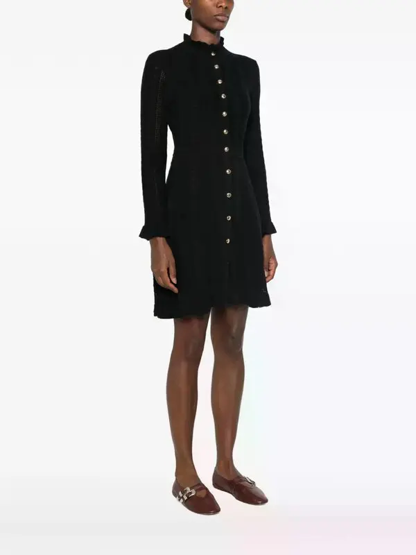 Maje Ruffle-trim Cable-knit Mini Dress