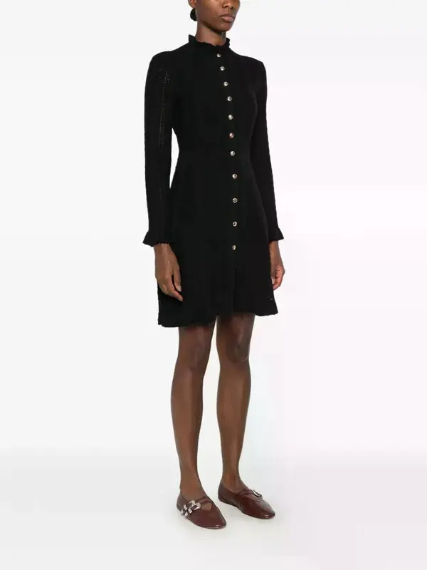Maje Ruffle-trim Cable-knit Mini Dress