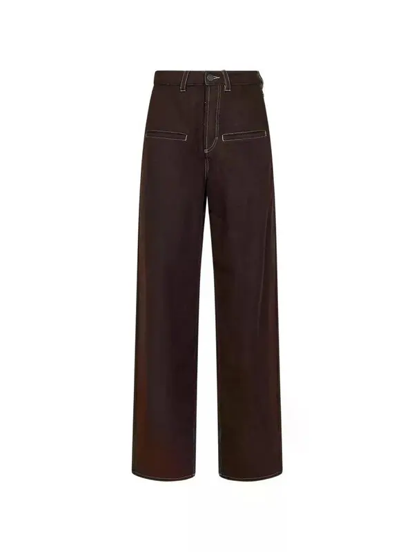 UMA WANG Contrast-stitch Wide-leg Trousers