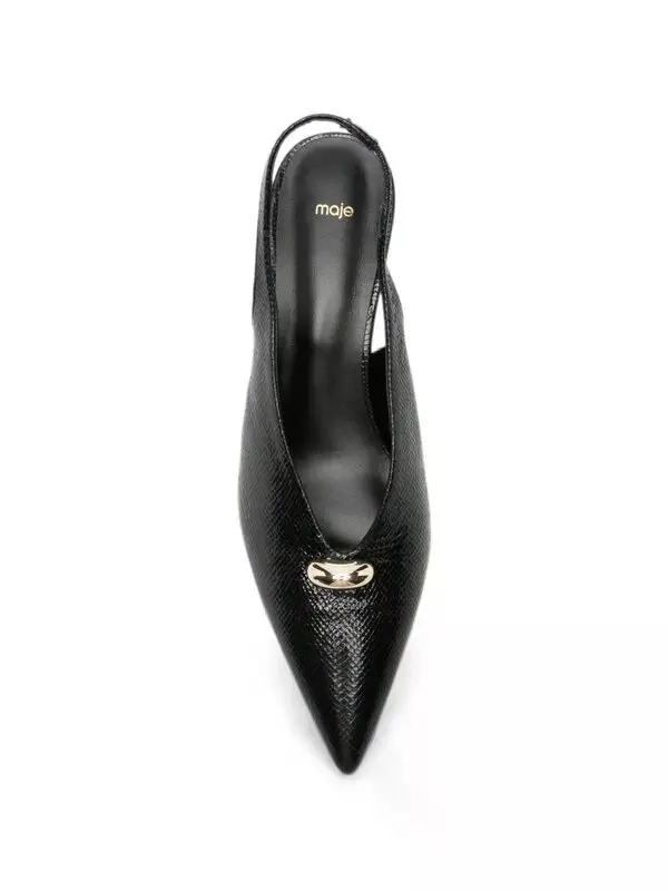 Maje Lizard-effect Pointed-toe Pumps
