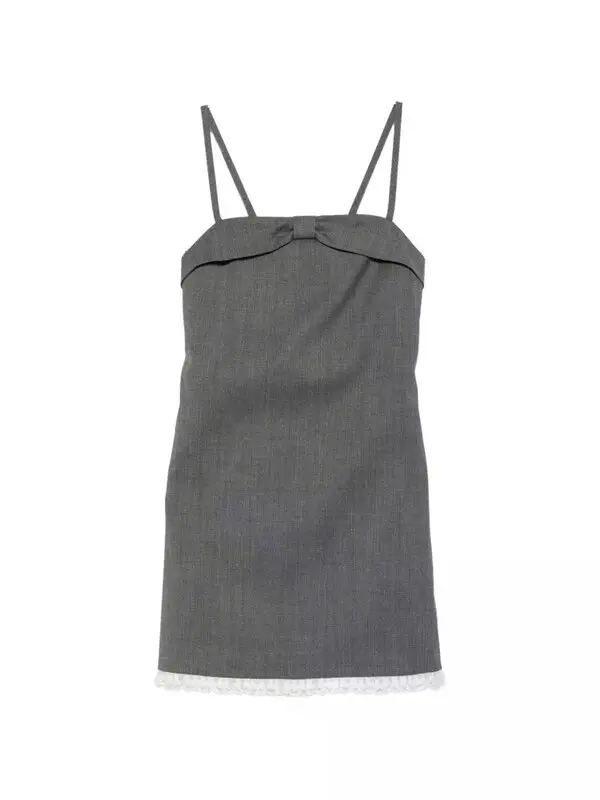 Maje Bow-detail Lace-trim Mini Dress - Grey
