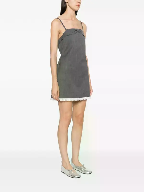 Maje Bow-detail Lace-trim Mini Dress