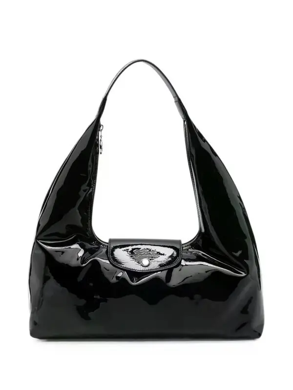 Longchamp Xtra L Le Pliage Patent-finish Shoulder Bag