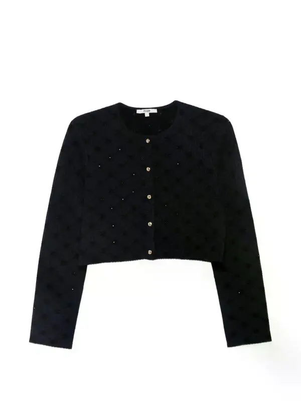 Maje Sequin-embellished Pointelle-knit Cardigan - Blue