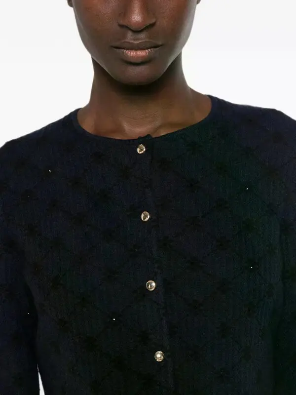 Maje Sequin-embellished Pointelle-knit Cardigan
