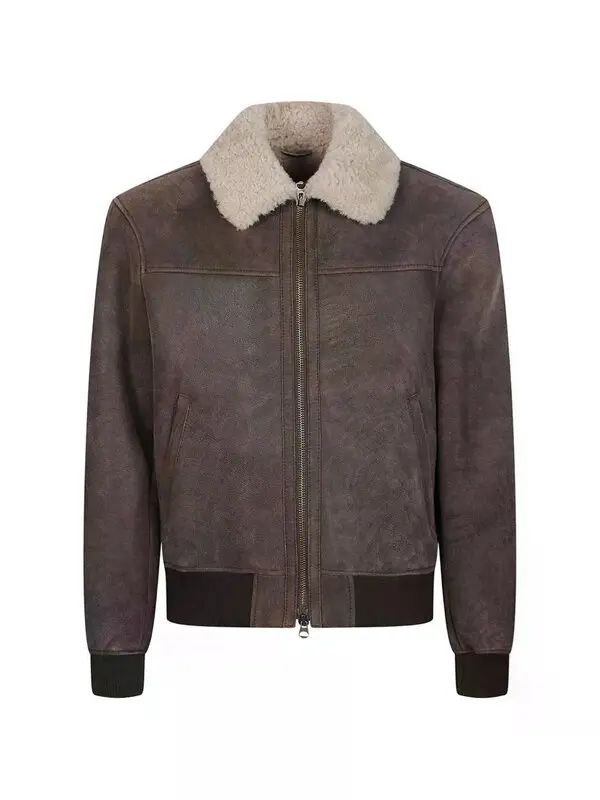 STEWART Shearling-collar Calf Leather Jacket