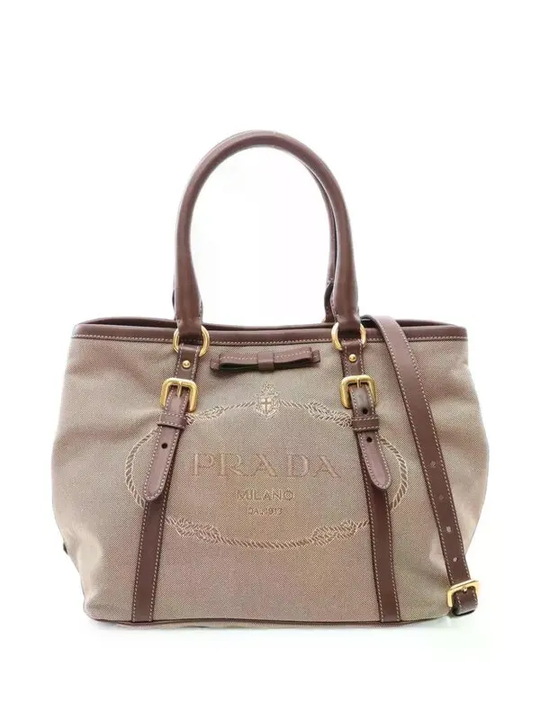 Prada 2010s Logo-jacquard Two-way Handbag