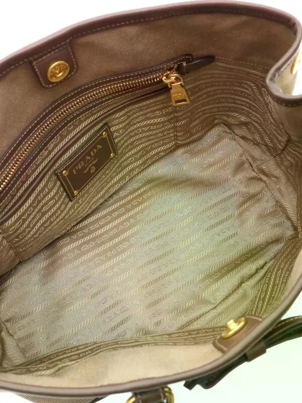 Prada Logo-jacquard Two-way Handbag - Neutrals