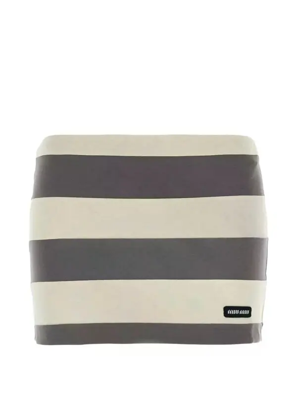 Miu Miu Embroidered Striped Skirt - Grey