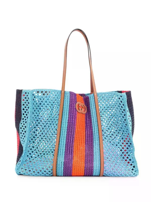 Gucci Interlocking G Web Raffia Large Tote Bag