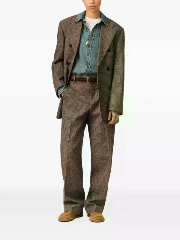 AMI Paris Houndstooth Balloon-fit Wool Trousers