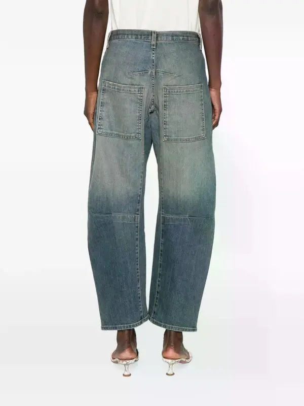 NILI LOTAN Faded-effect Patch-pocket Jeans - Blue