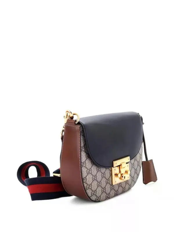 Gucci Padlock Saddle Shoulder Bag Gg Coated Canvas And Leather Medium Crossbody Bag