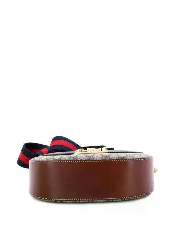 Gucci Padlock Saddle Shoulder Bag Gg Coated Canvas And Leather Medium Crossbody Bag