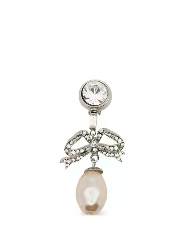 N°21 Bow-detail Faux-pearl Earrings - Silver