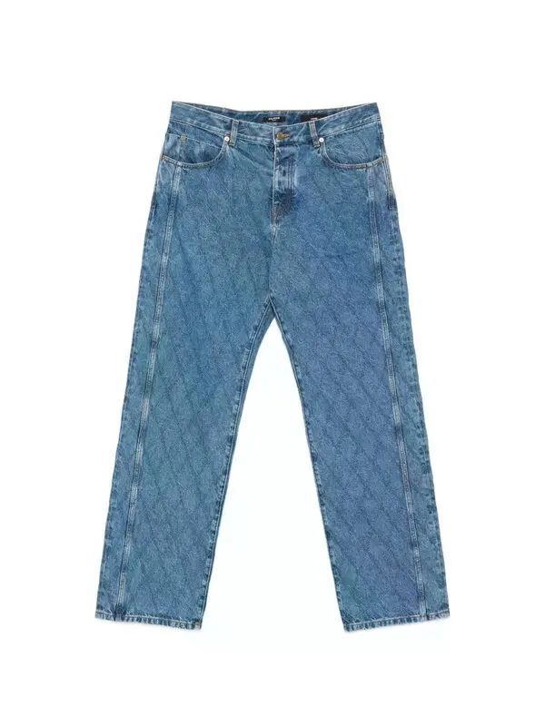 Balmain Quilted Straight-leg Jeans