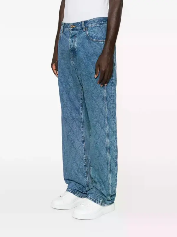 Balmain Quilted Straight-leg Jeans