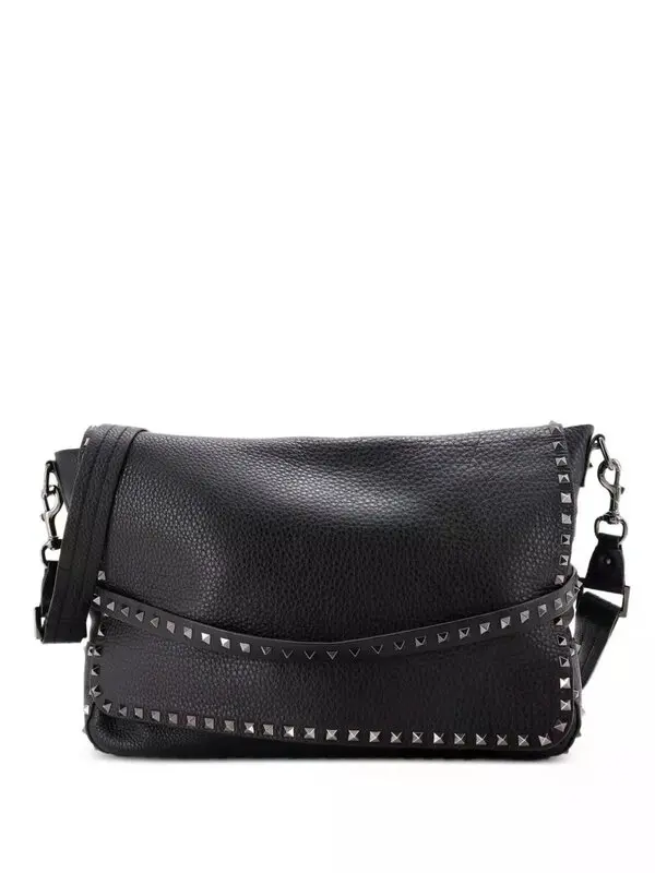 Valentino Garavani Rockstud Leather Large Cross Body Messenger Bag - Black