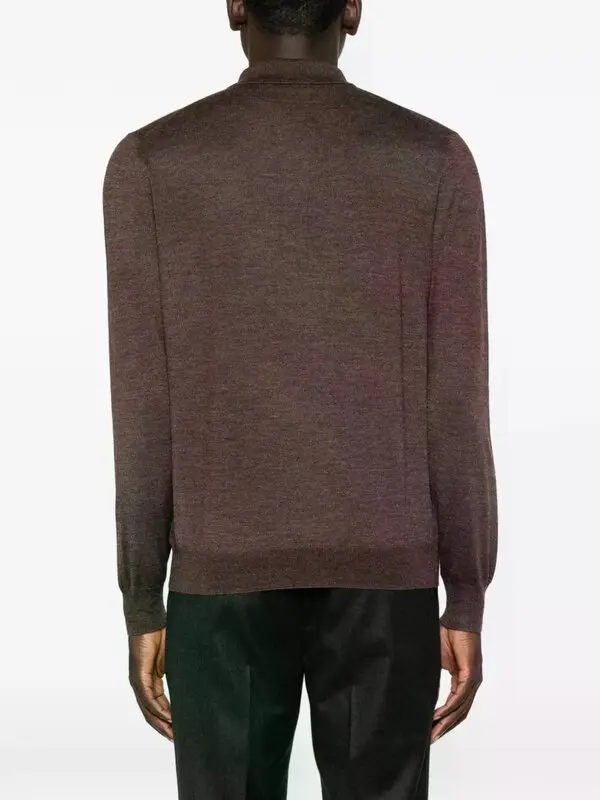 GRAN SASSO Button-collar Long-sleeve Sweater - Brown