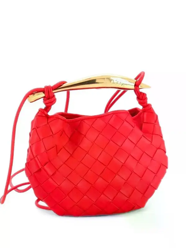 Bottega Veneta Sardine Top Handle Bag Intrecciato Nappa Mini Satchel - Red