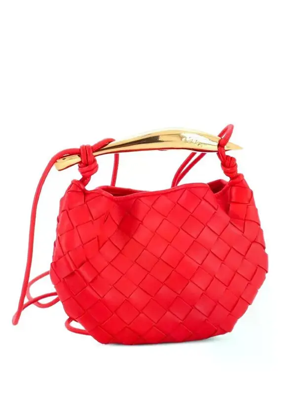 Bottega Veneta Sardine Top Handle Bag Intrecciato Nappa Mini Satchel - Red