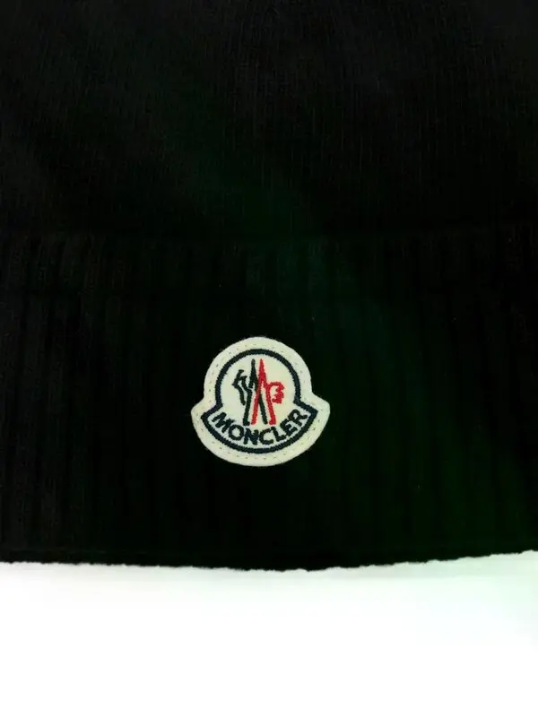 Moncler Logo-patch Ribbed-knit Beanie Hat