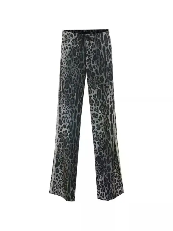 ANIYE BY Leopard-print Lace-trim Track Pants